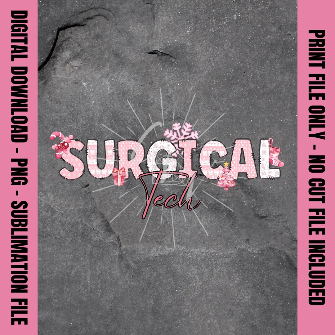 Pink Christmas Surgical Tech Png, Doodle Text Surgery Tech, Holiday ...