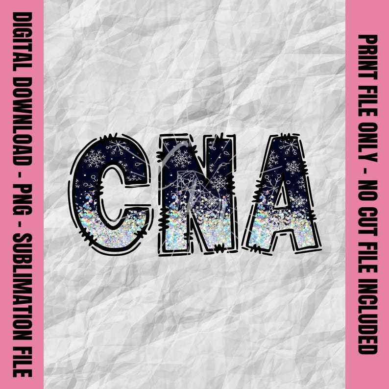 Snow CNA Png, Doodle Text CNA Png, Winter CNA Shirt, Snowflake Cna ...