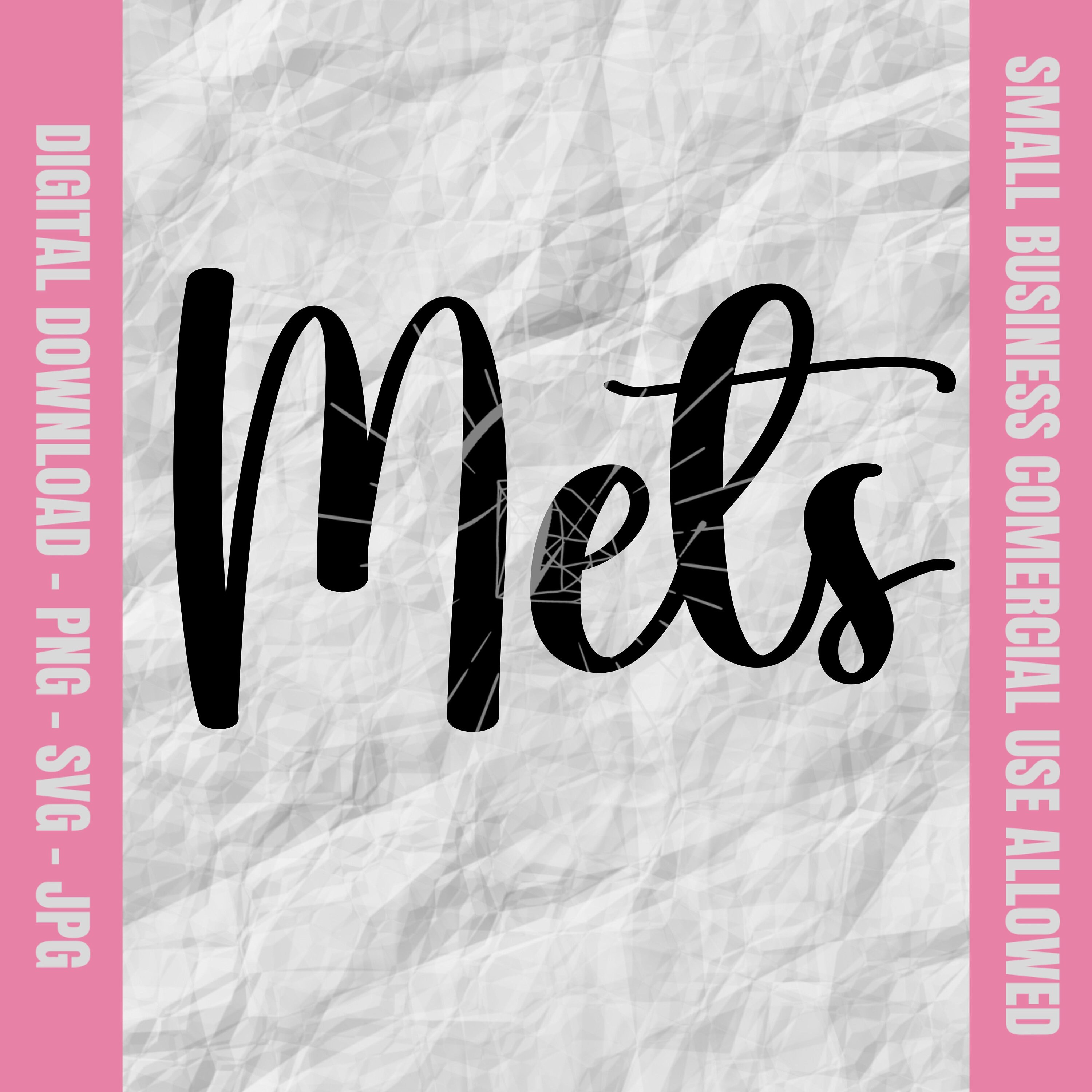 Mets Svg, Mets Thick Script Letter Svg, Mets Football Svg, Mets Cheer ...