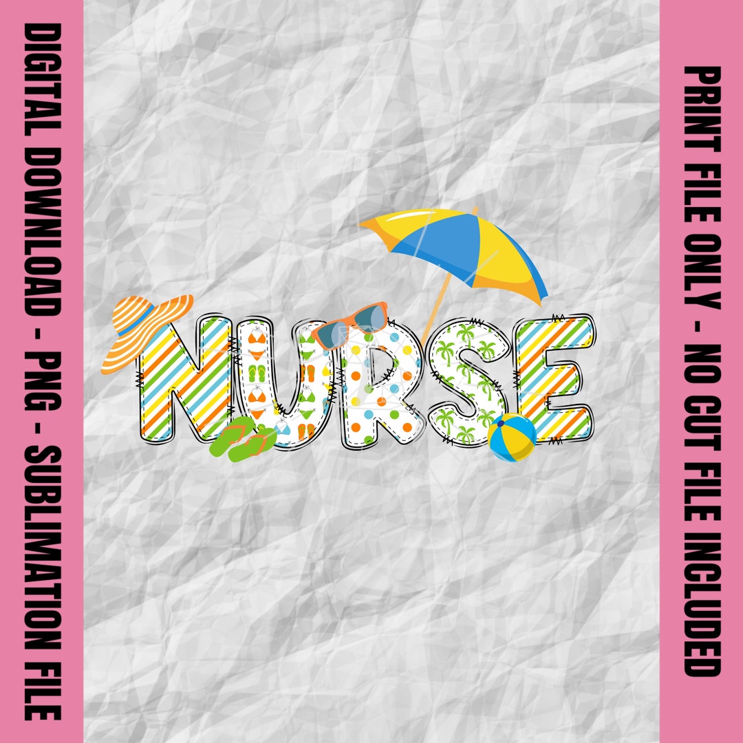 Summer Nurse Png, Beach Nurse Png, Doodle Nurse Shirt, Doodle Letters ...
