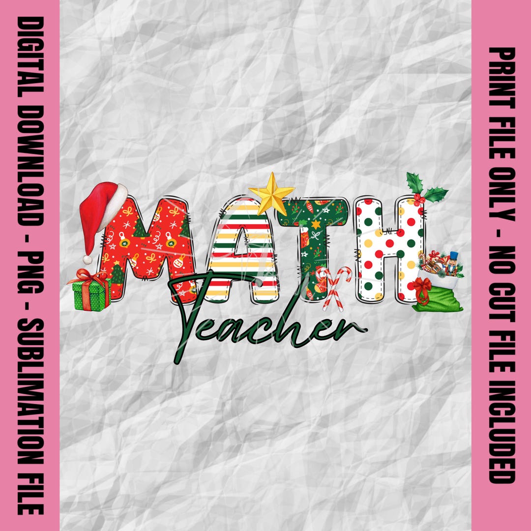 Christmas Math Teacher Png, Doodle Text Math Teacher, Holiday Math ...