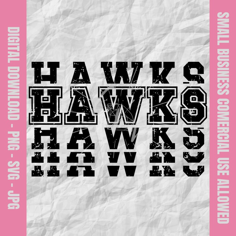 Hawks Svg, Hawks Stacked Varsity Letter Svg, Hawks Football Svg, Hawks ...
