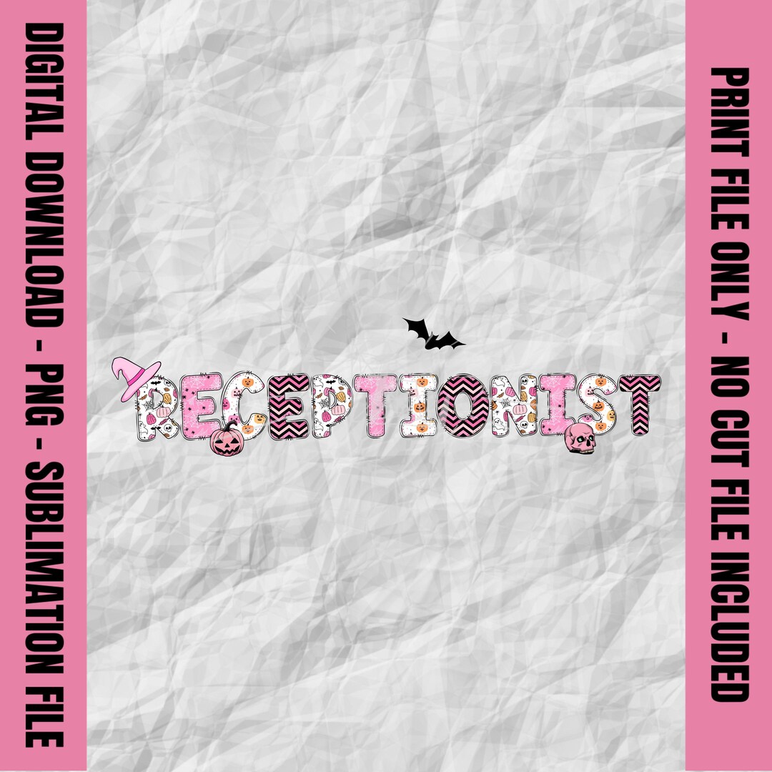 Pink Halloween Receptionist Png, Doodle Text Receptionist, Spooky ...