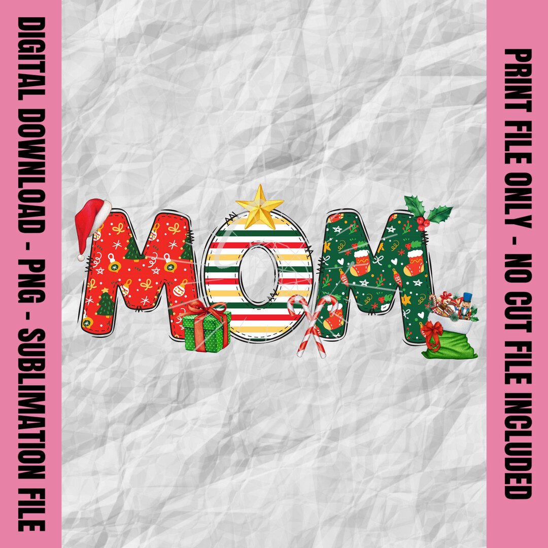 Christmas Mom Png, Doodle Text Mom Png, Holiday Mom Shirt, Winter Mom ...