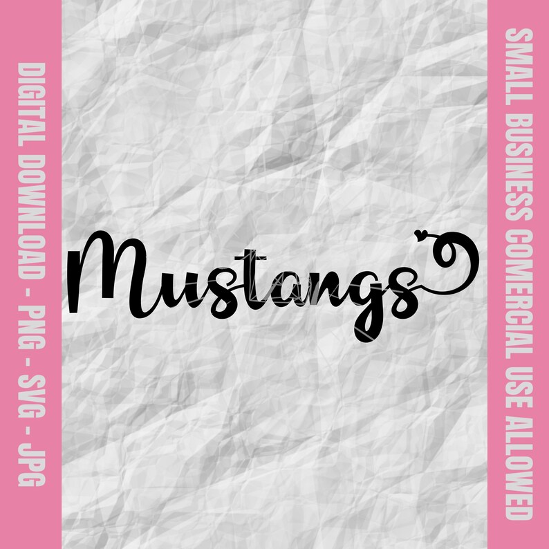 Mustangs Svg, Mustangs Script Heart Svg, Mustangs Football Svg ...