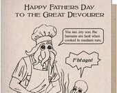 Cthulhu Father's Day Funny Horror Lovecraft Letterpress | Etsy
