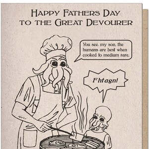 Cthulhu Father's Day Funny Horror Lovecraft Letterpress Greeting Card ...