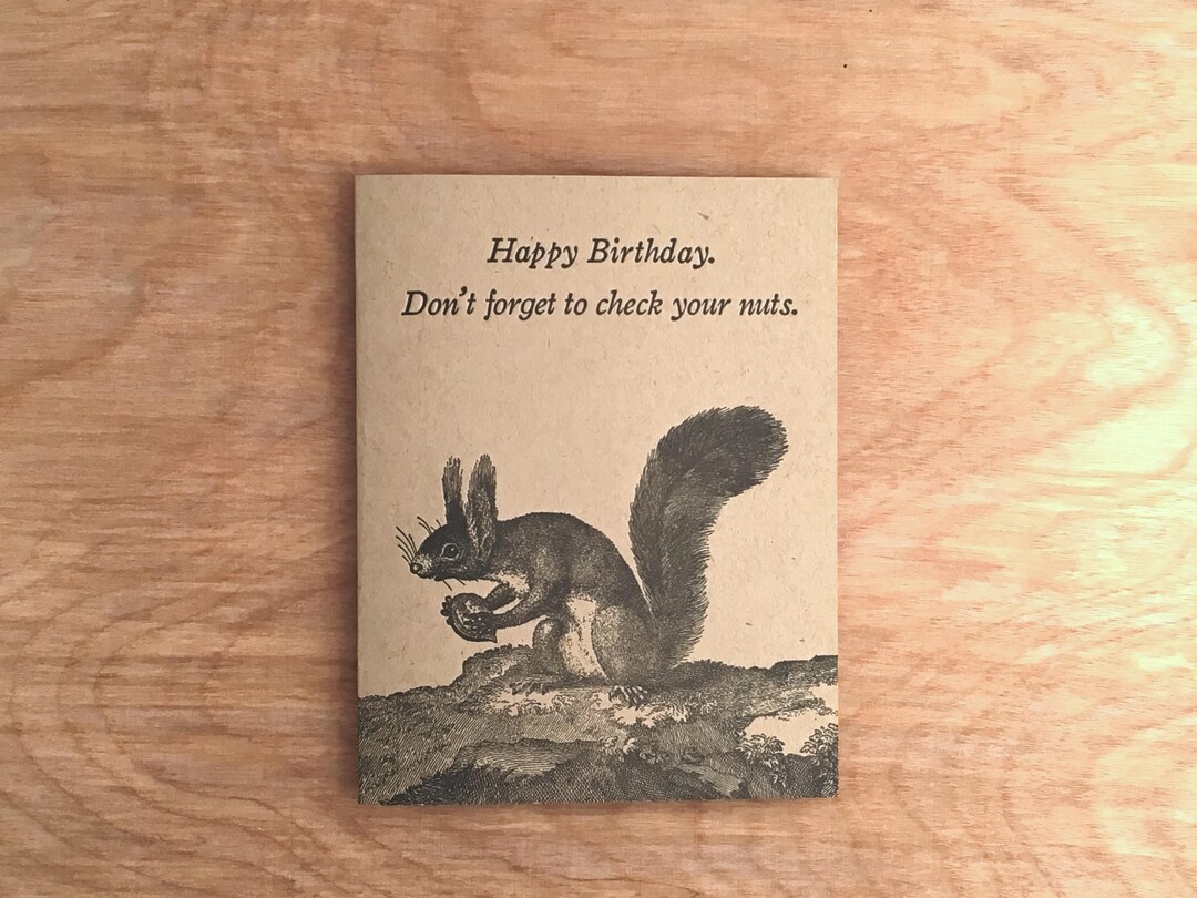 Don't Forget to Check Your Nuts. Men's Letterpress Birthday Card. - Etsy