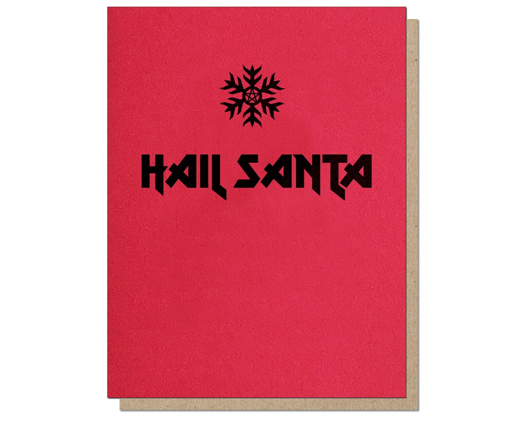 Hail Santa Funny Christmas Card Letterpress Holiday Card Heavy Metal ...