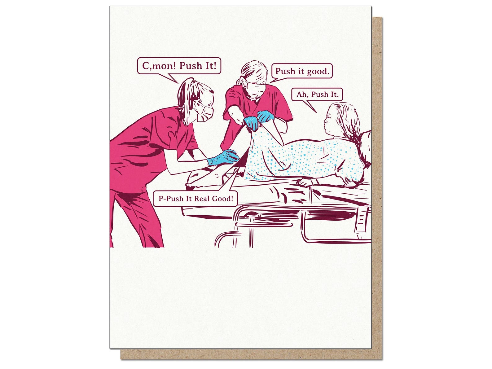 Push It Good | Funny Maternity Pregnancy New Baby Shower Greeting Card ...