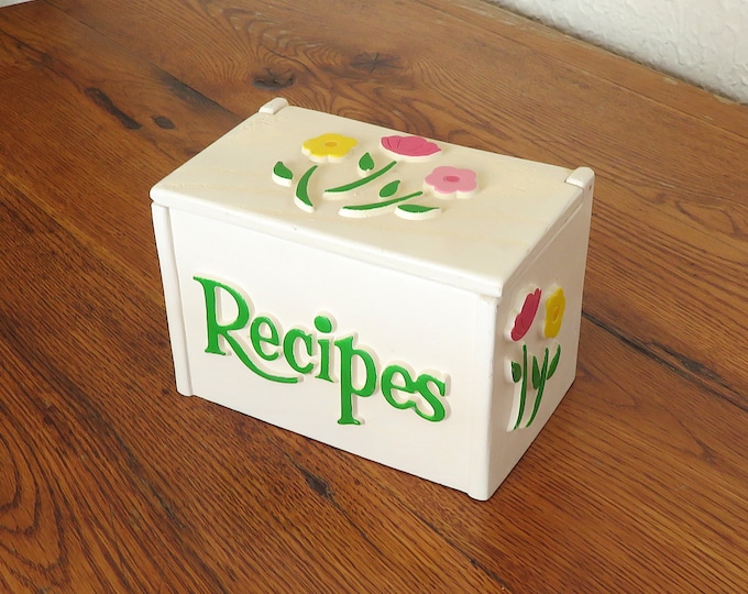 Vintage Recipe Card Box With Hinged Lid 1980's Tulips FTD Floral - Etsy