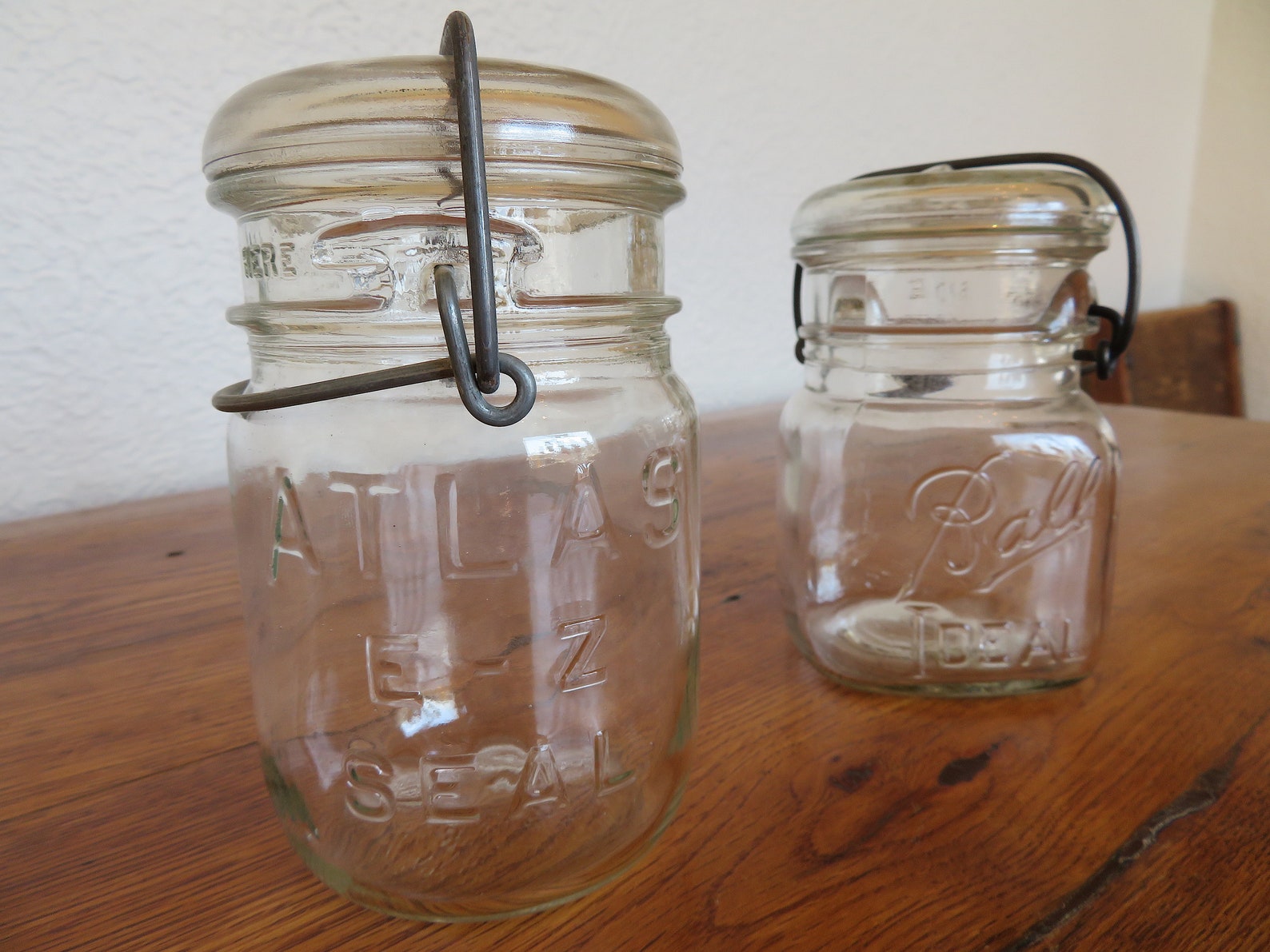 Vintage Wire Bail Top Mason Canning Jar Ball Atlas E-Z Seal Lot of 2 ...