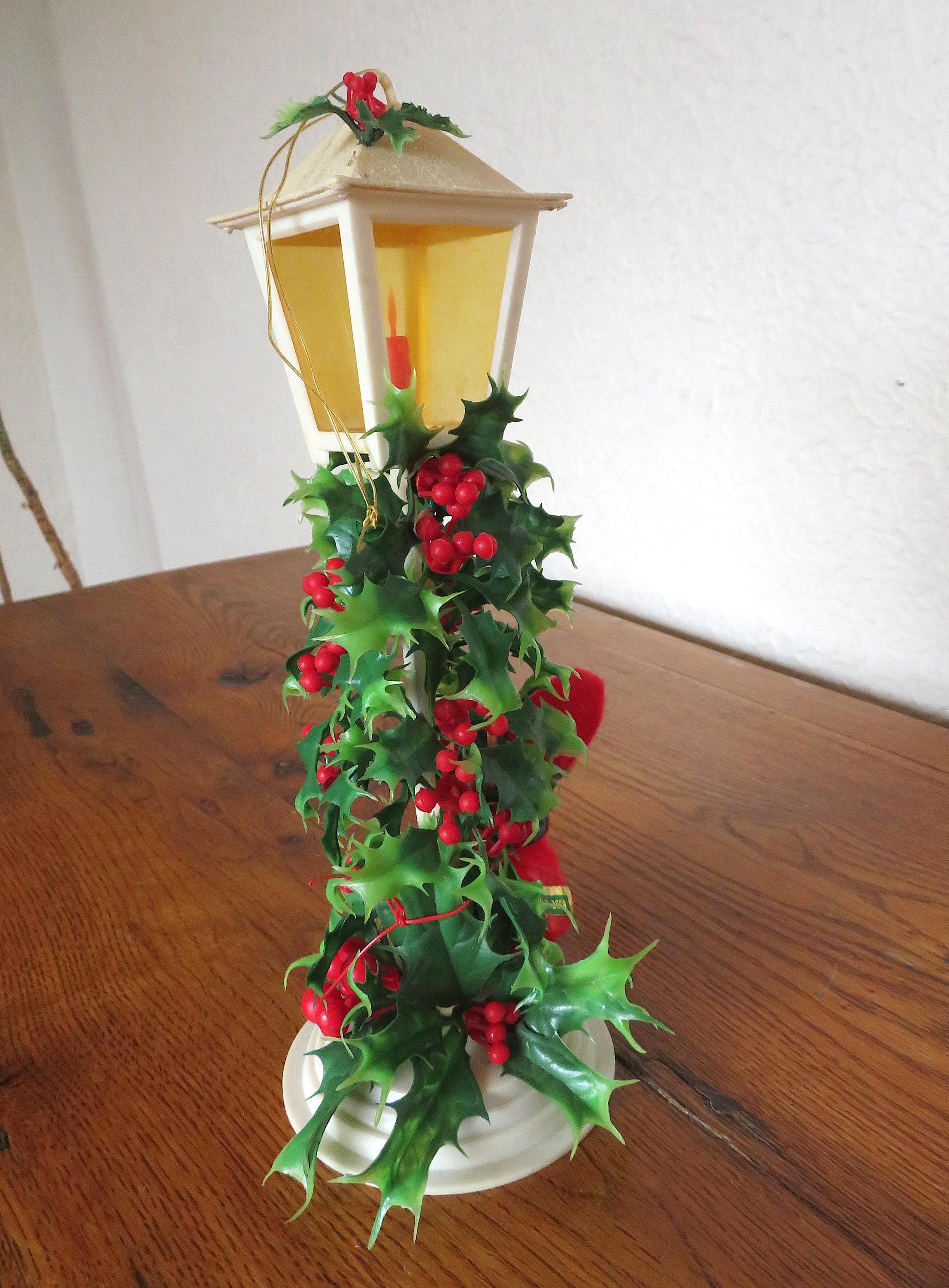 Vintage Christmas Knee Hugger Elf Lamp Post Lantern Faux Holly 60's ...