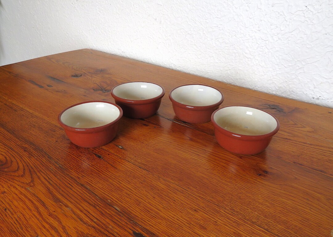 Vintage Weller Pottery Redware Ramekins Set of 4 Small Bowls Brown and ...