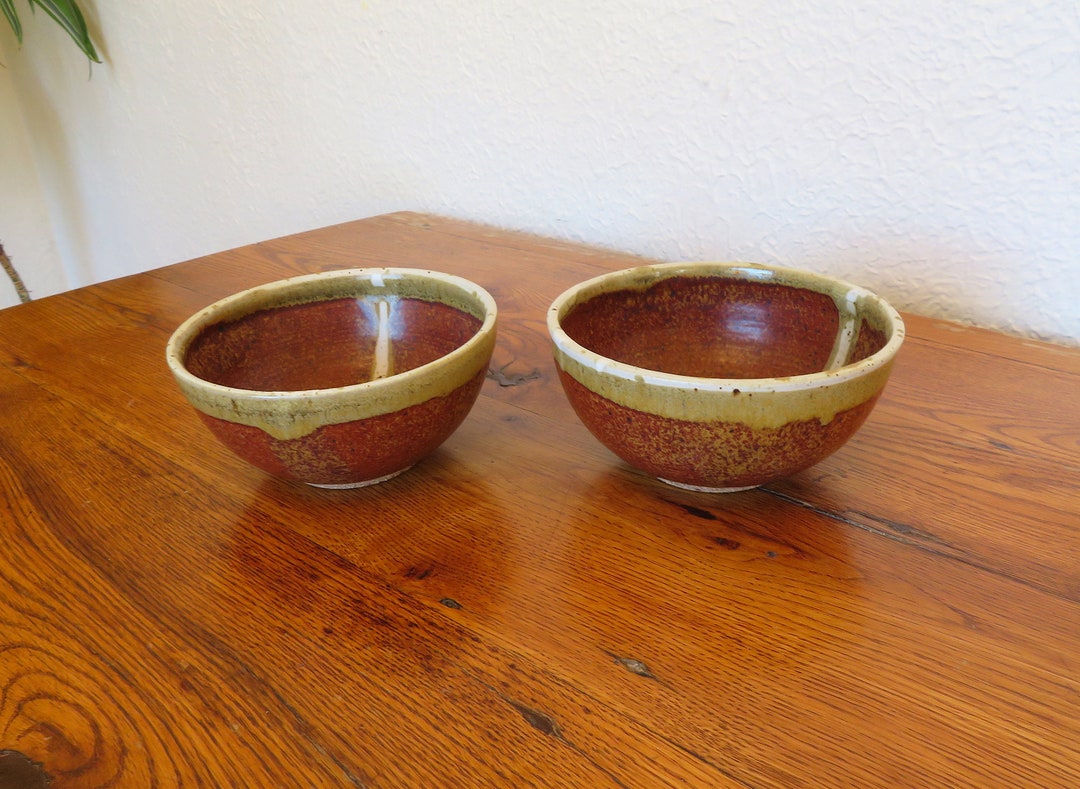 Vintage Stoneware Art Pottery Bowls Wheel Thrown Lot of 2 - Etsy