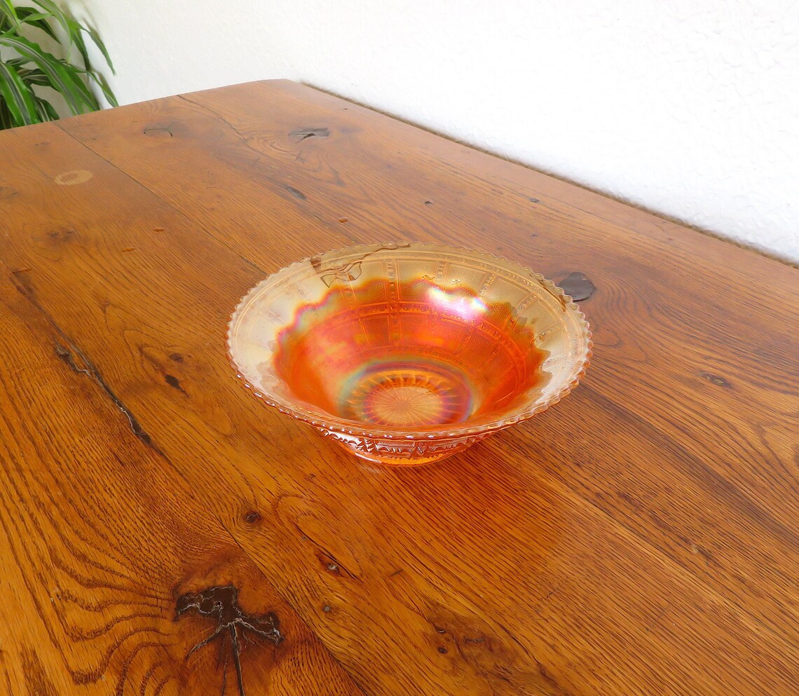 Vintage Imperial Glass Beaded Block Marigold Carnival Glass - Etsy