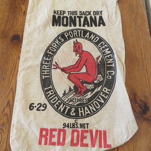 Vintage 30's Red Devil Portland Cement Bag Three Forks - Etsy