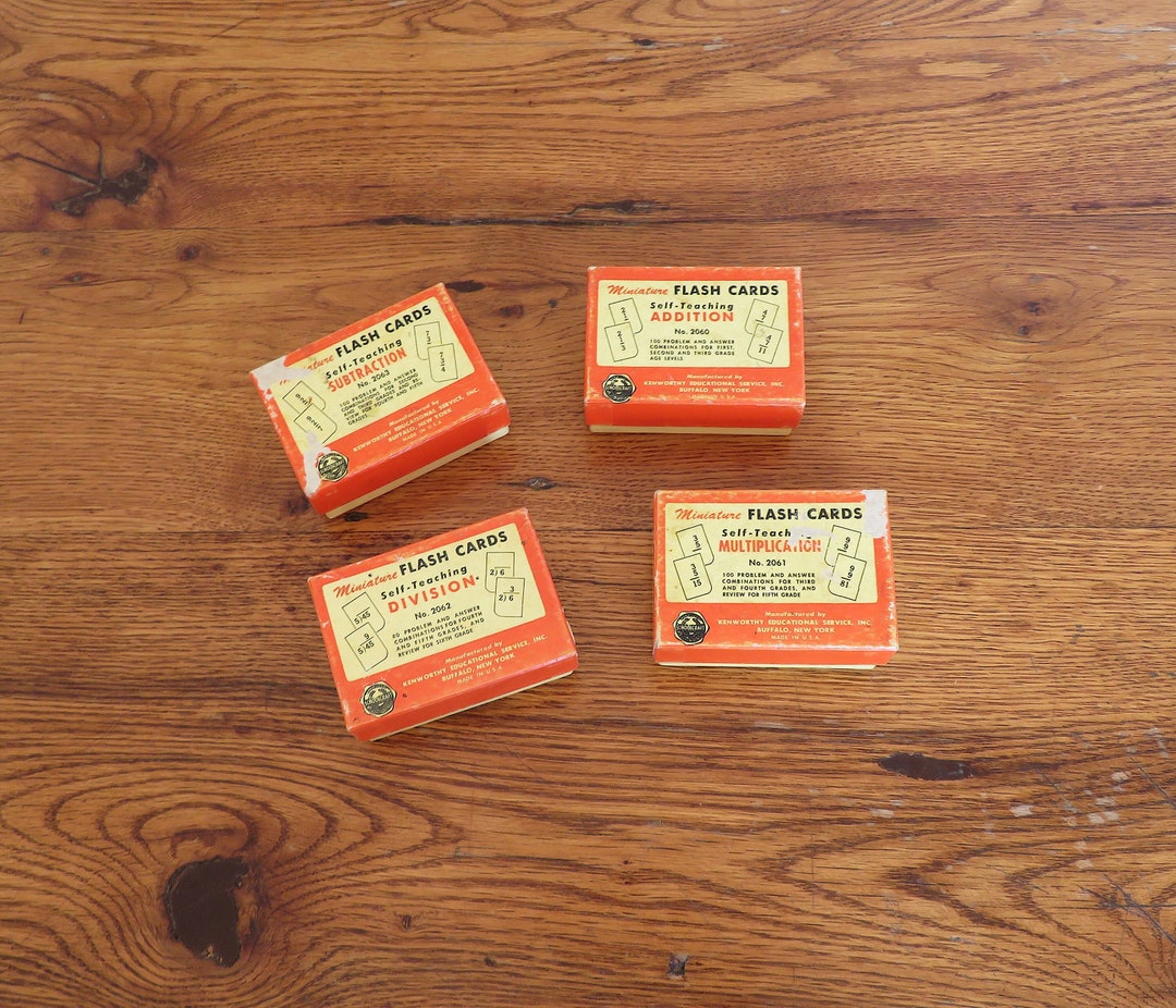 Vintage Math Miniature Small Flash Cards 4 Sets - Etsy