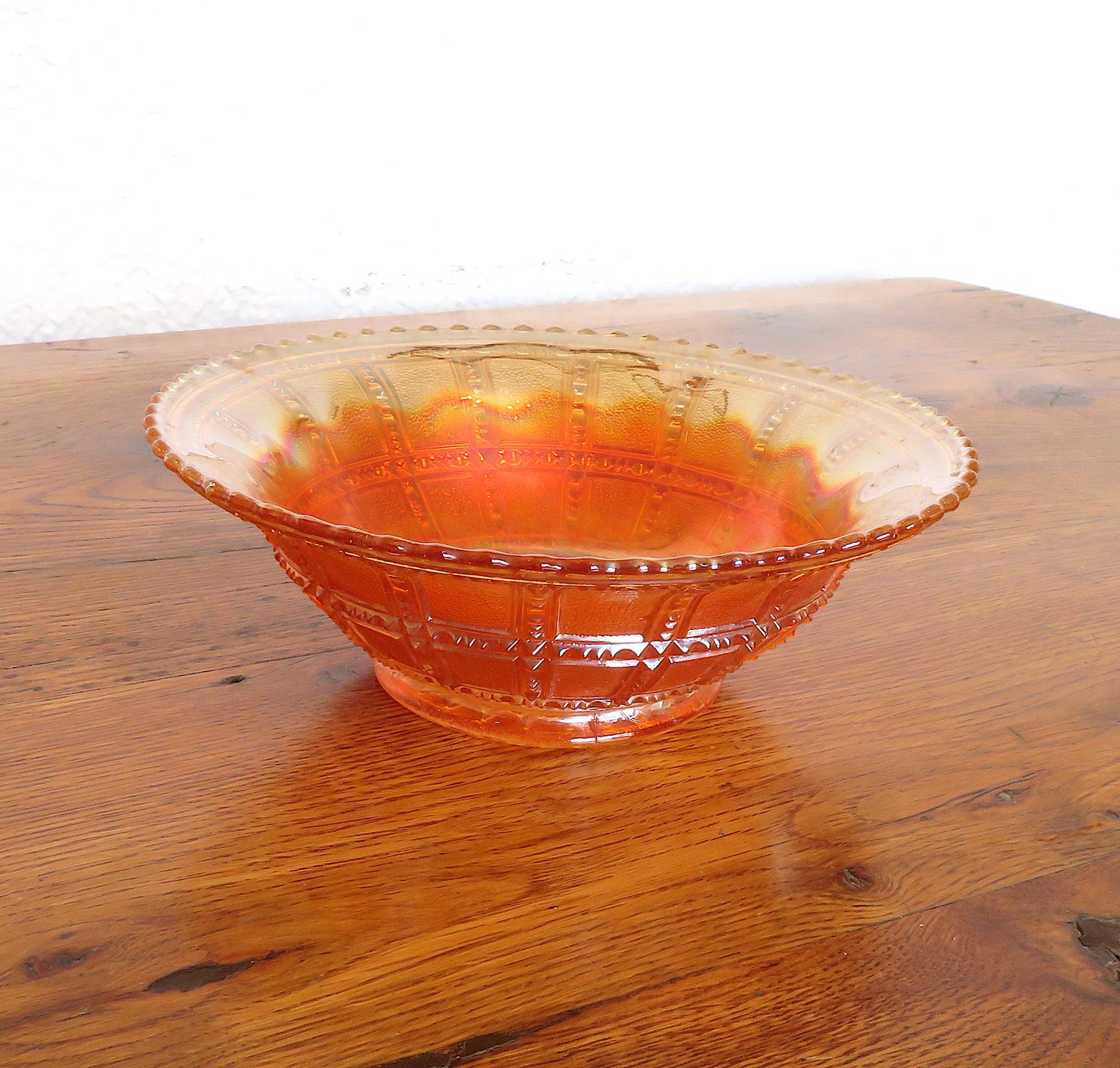 Vintage Imperial Glass Beaded Block Marigold Carnival Glass - Etsy