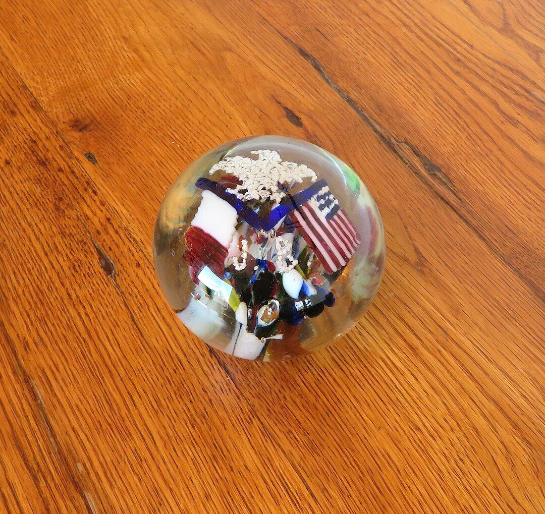 Antique Glass Paperweight Crossed Flag Design J.B. Initials - Etsy