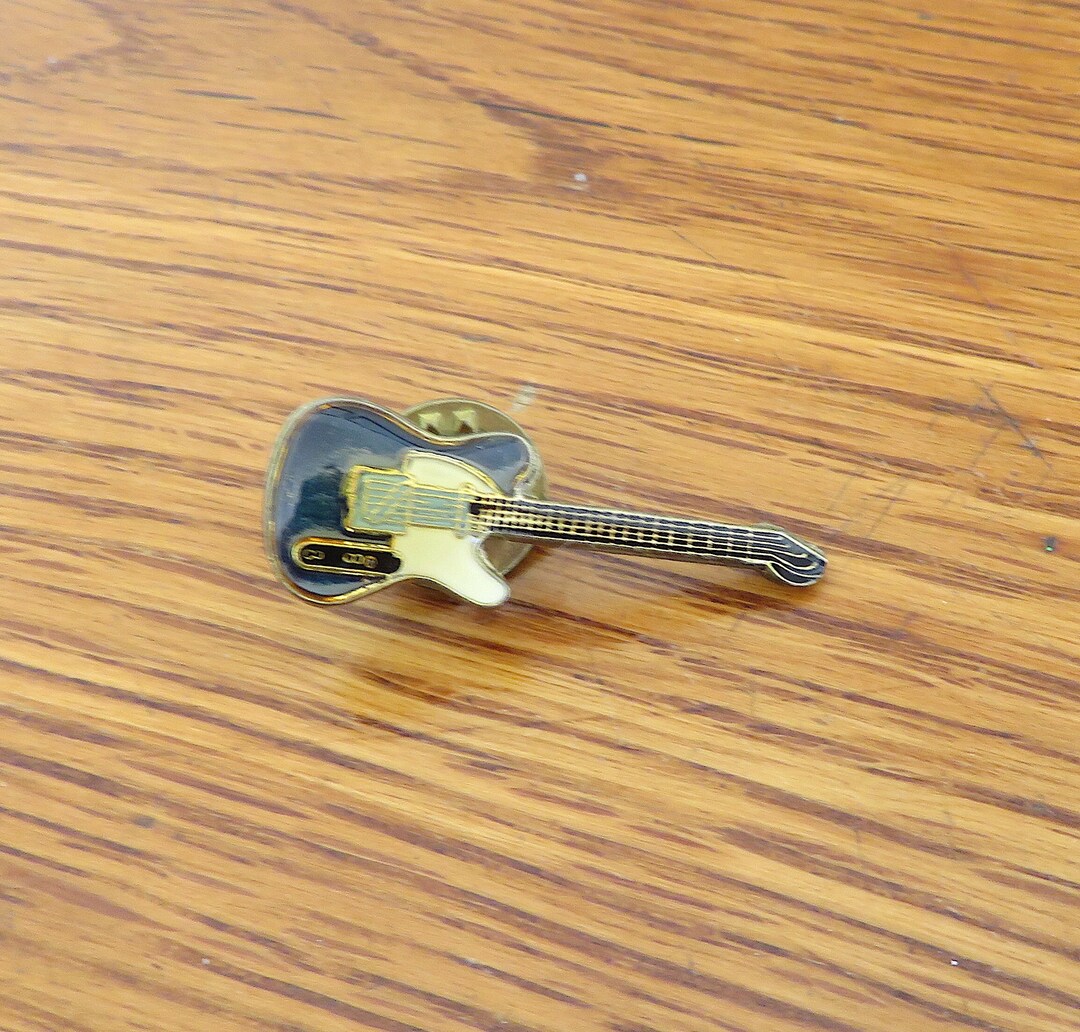 Vintage 80's Guitar Pinback Lapel Pin Enamel Blue Electric Guitar - Etsy