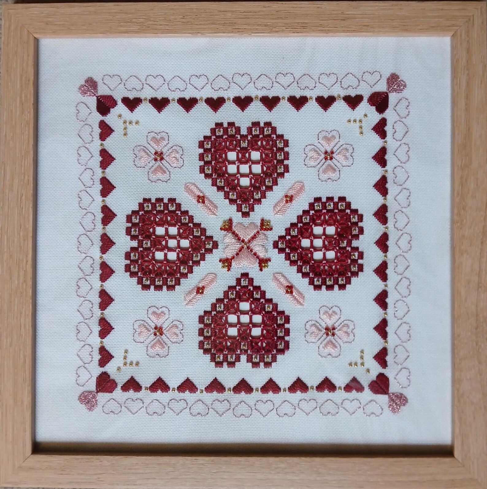 My Beaded Heart Red and Pink Hardanger Embroidery Chart - Etsy