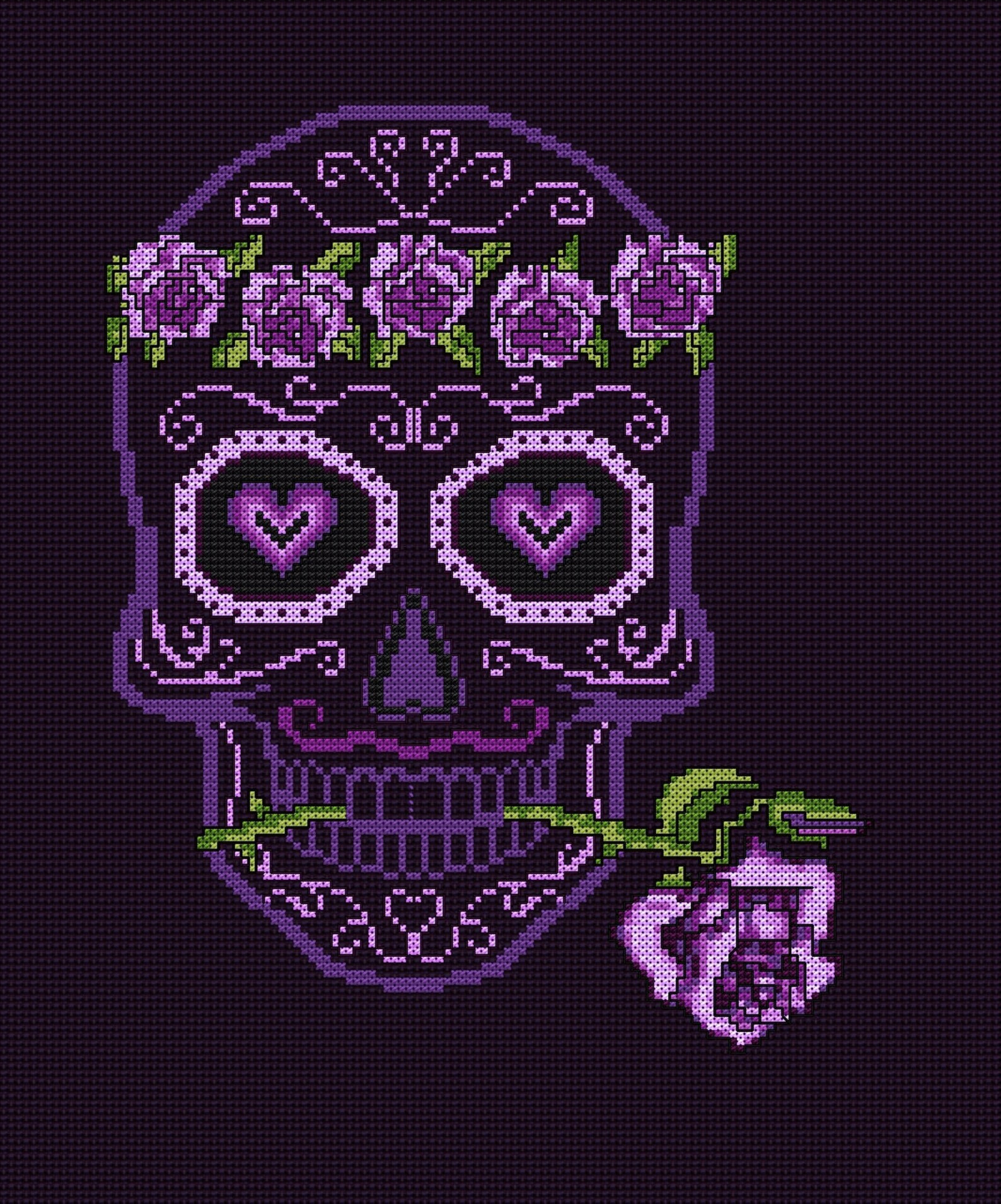 Purple Prince Skull Cross Stitch CHART - Etsy