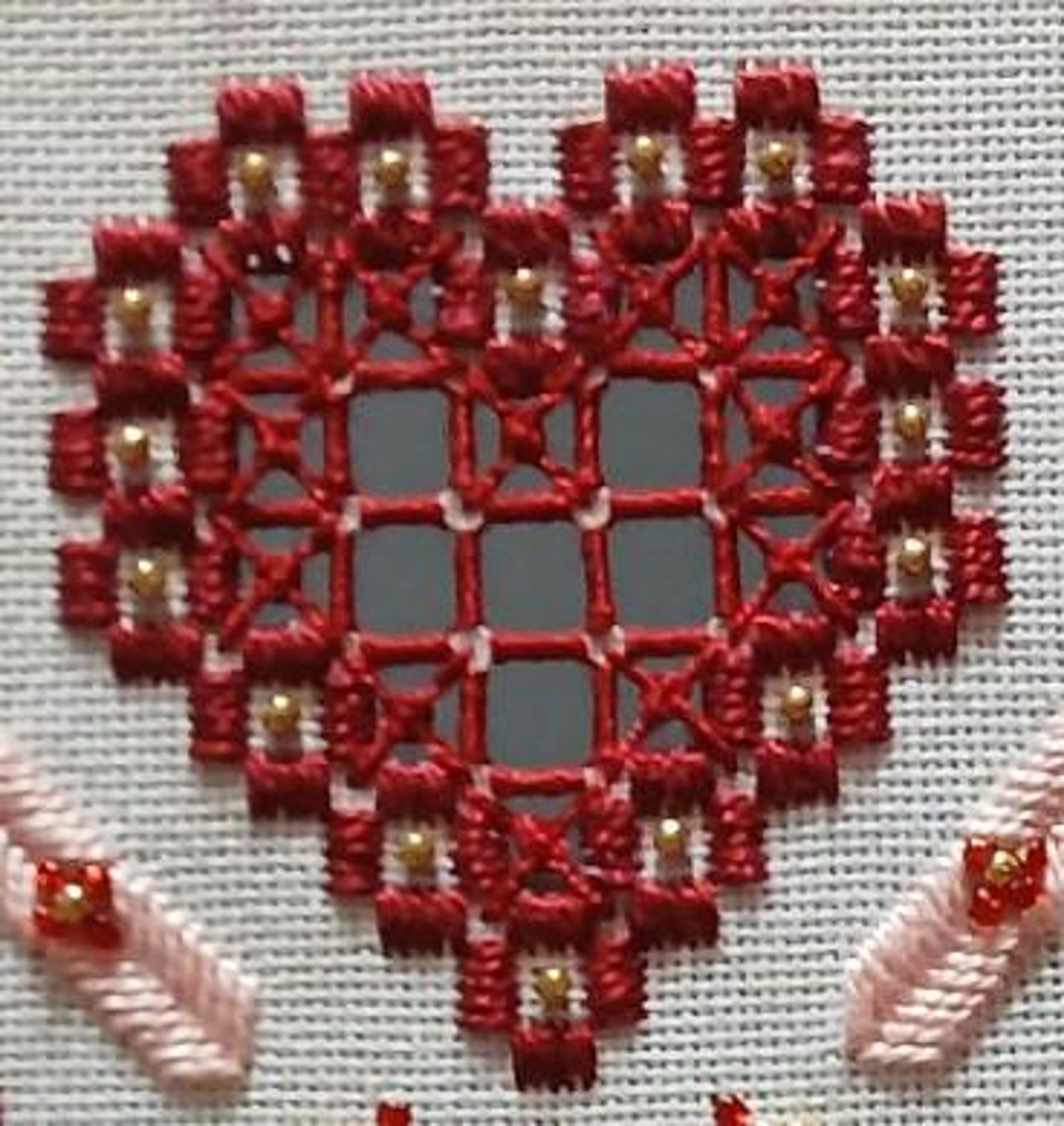 My Beaded Heart Red and Pink Hardanger Embroidery Chart - Etsy