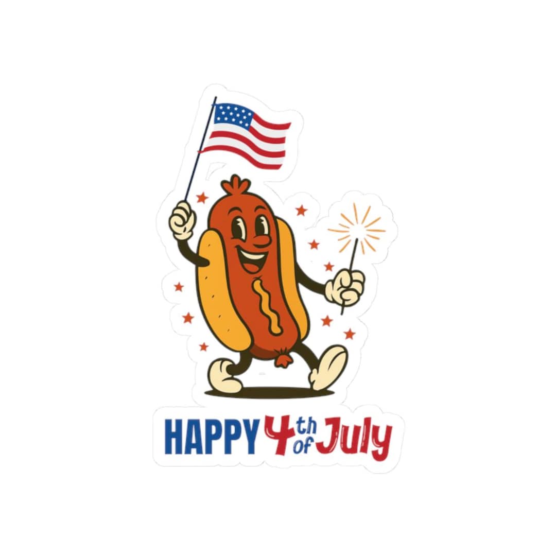 4th of July Hot Dog Kiss-cut Stickers, Funny Independence Day Sticker ...