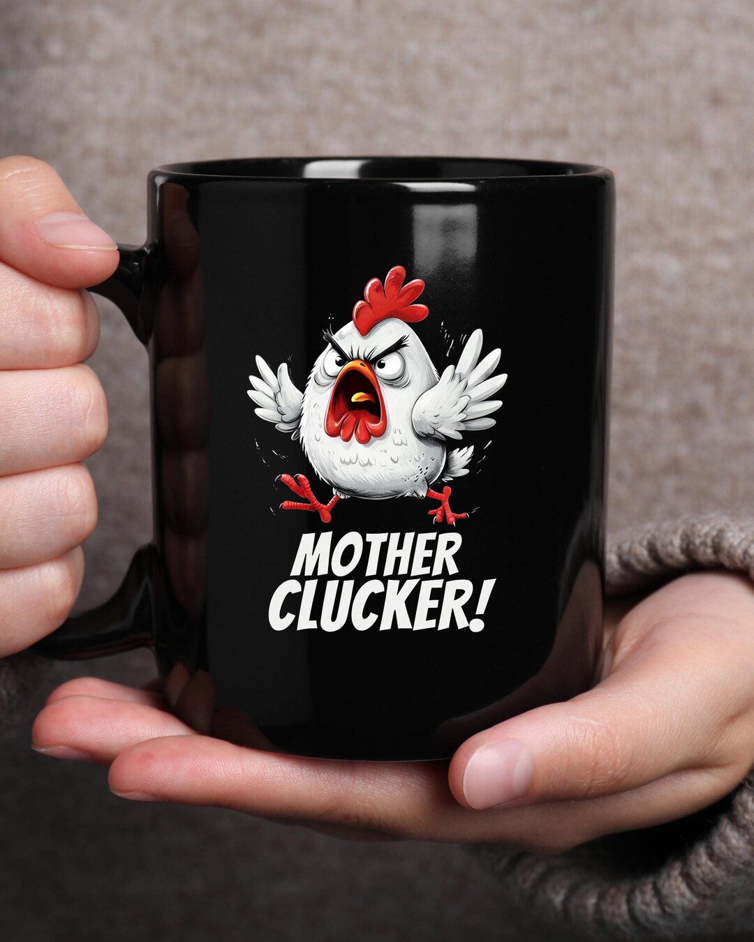 Funny Chicken Mug Mother Clucker, Coffee Lover Black Mug, Farmhouse ...