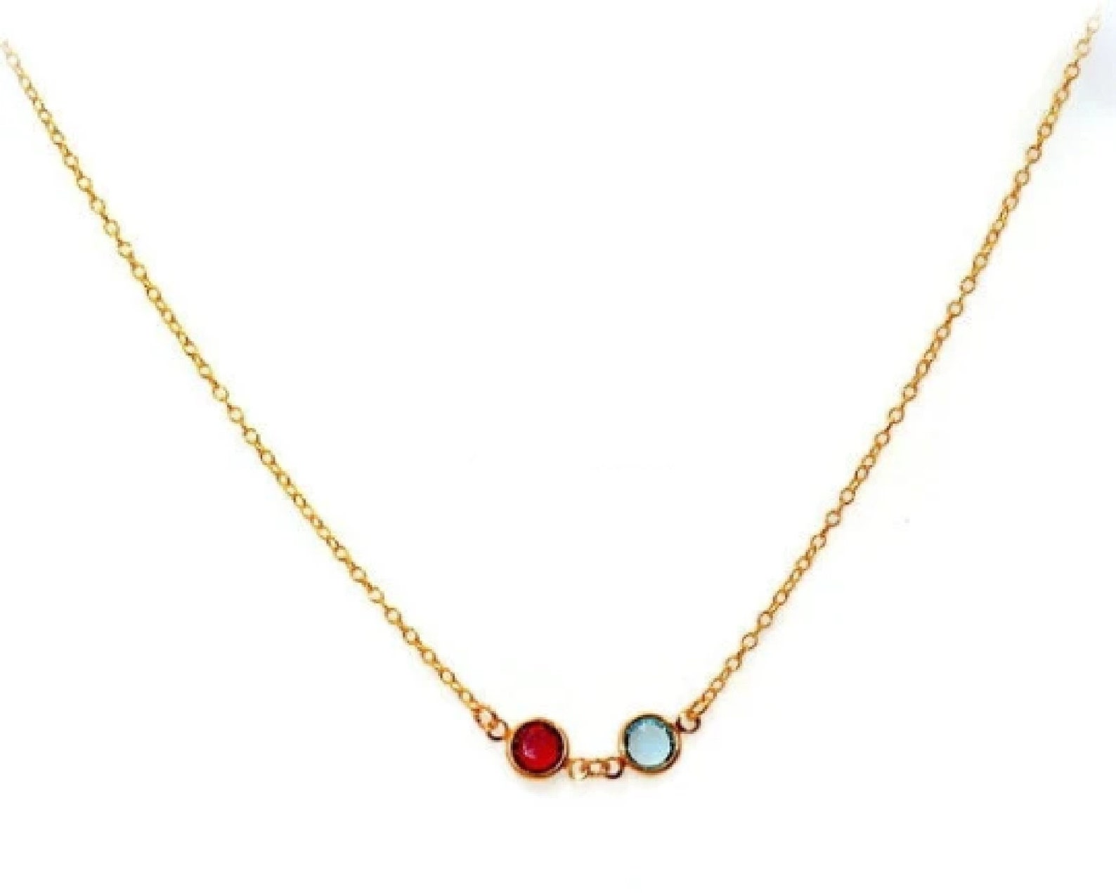 Multiple Birthstone Necklace 14k Gold Filled, Mom Christmas Gift ...