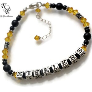 Steelers ™ Inspired Bracelet Football Jewelry Sports Jewelry Black and ...