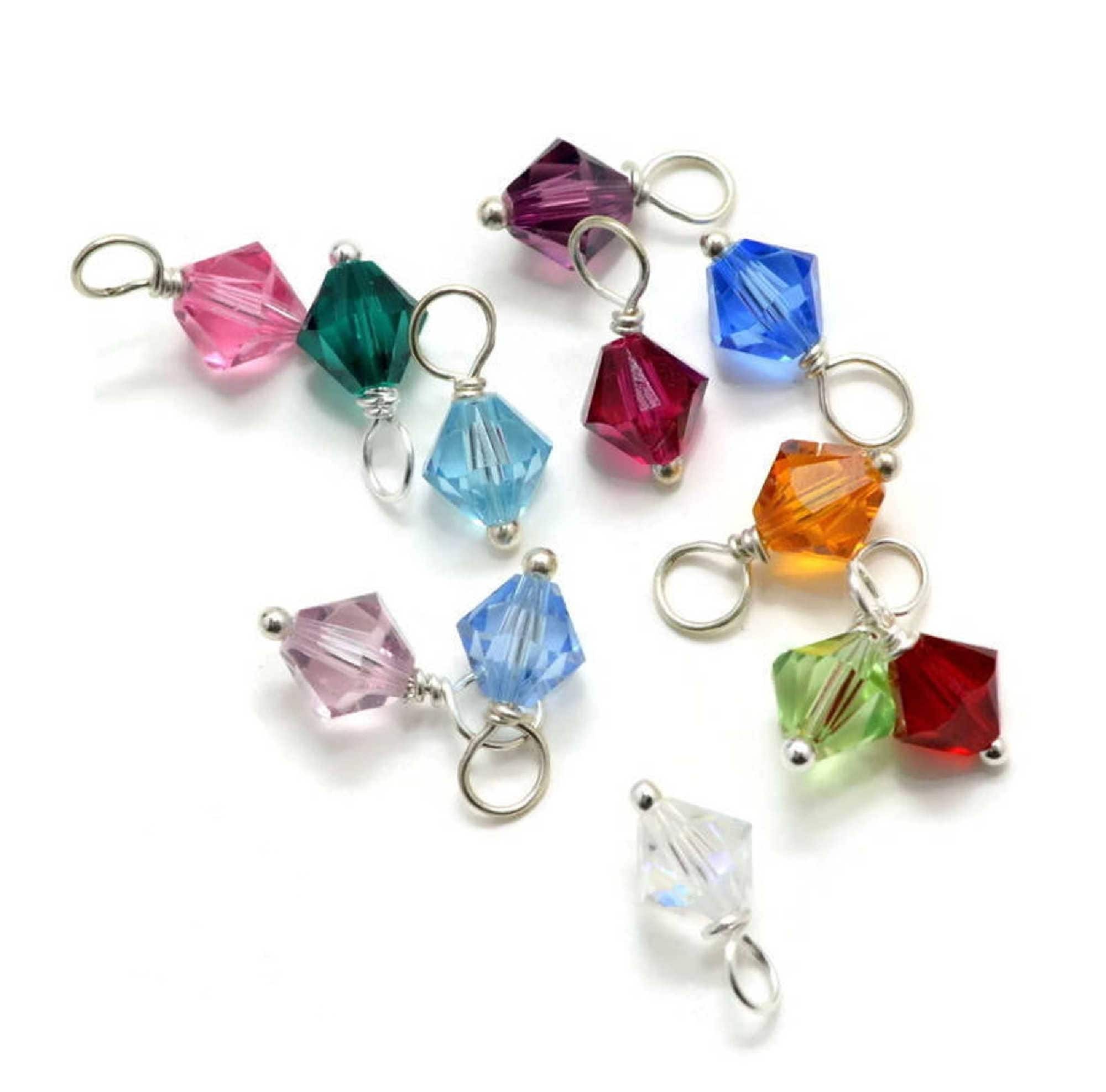 Crystal Add on Charm Sterling Silver Birthstone Charms 6mm - Etsy
