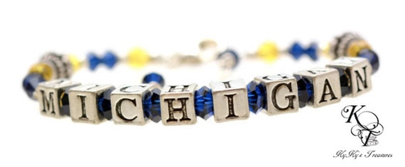 Michigan Bracelet, Michigan Jewelry, Michigan Wolverines, Michigan Gift ...