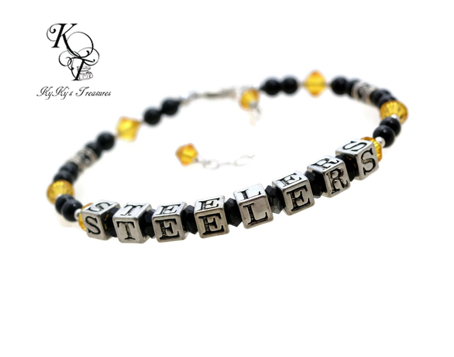Steelers ™ Inspired Bracelet ~ Pittsburgh Jewelry ~ Black and Gold ...