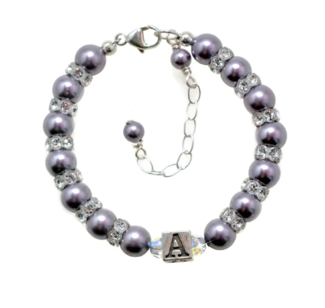 Baby Girl Gift Personalized Sterling Silver Baby Bracelet Crystal and ...