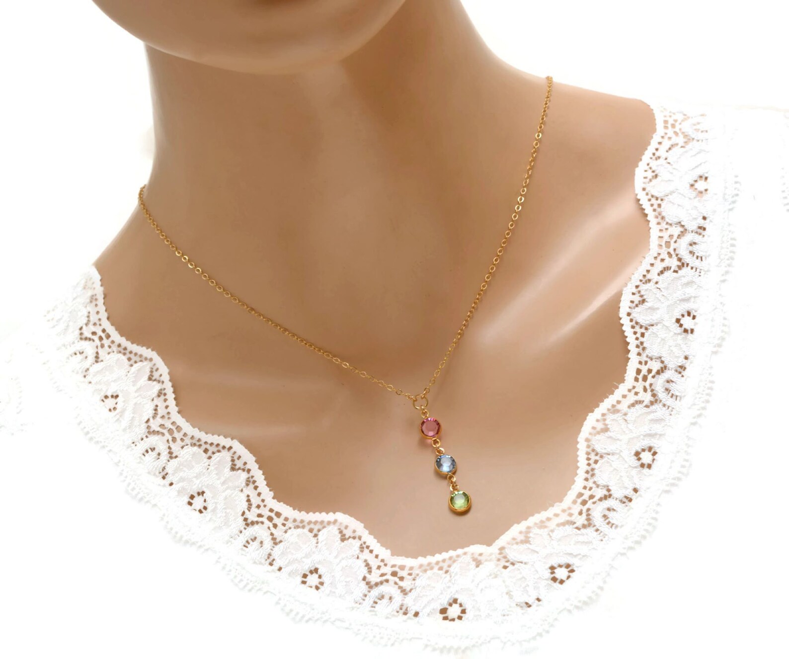 Gold Birthstone Necklace Crystal Necklace Grandmother Necklace - Etsy