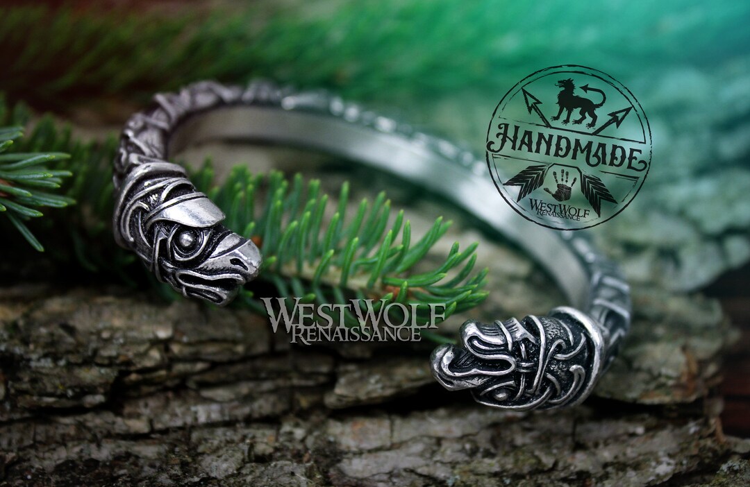 Silver Viking Raven Torc With Odin's Ravens Hugin and Munin --- Norse ...