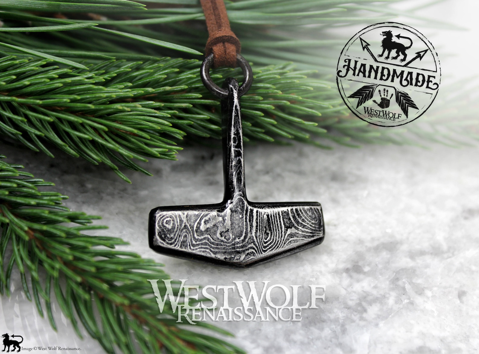 Damascus Steel Thor's Hammer Pendant - Hand-forged --- Norse/odin ...