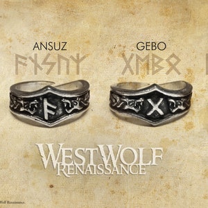 Viking Rune Ring - Your Choice of Rune Symbol - Adjustable US Sizes 9 ...