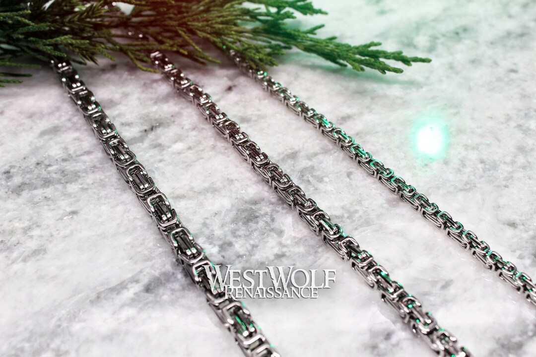 Byzantine Square Knot Style Box Link Chains in Multiple Sizes - High ...