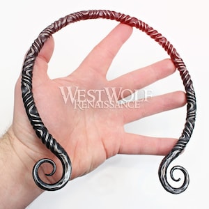 Hand-forged Twisted Steel Medieval Neck Torc With Curled Terminals ...