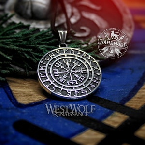 Viking Vegvisir wayfinder Pendant With Rune Border | Etsy