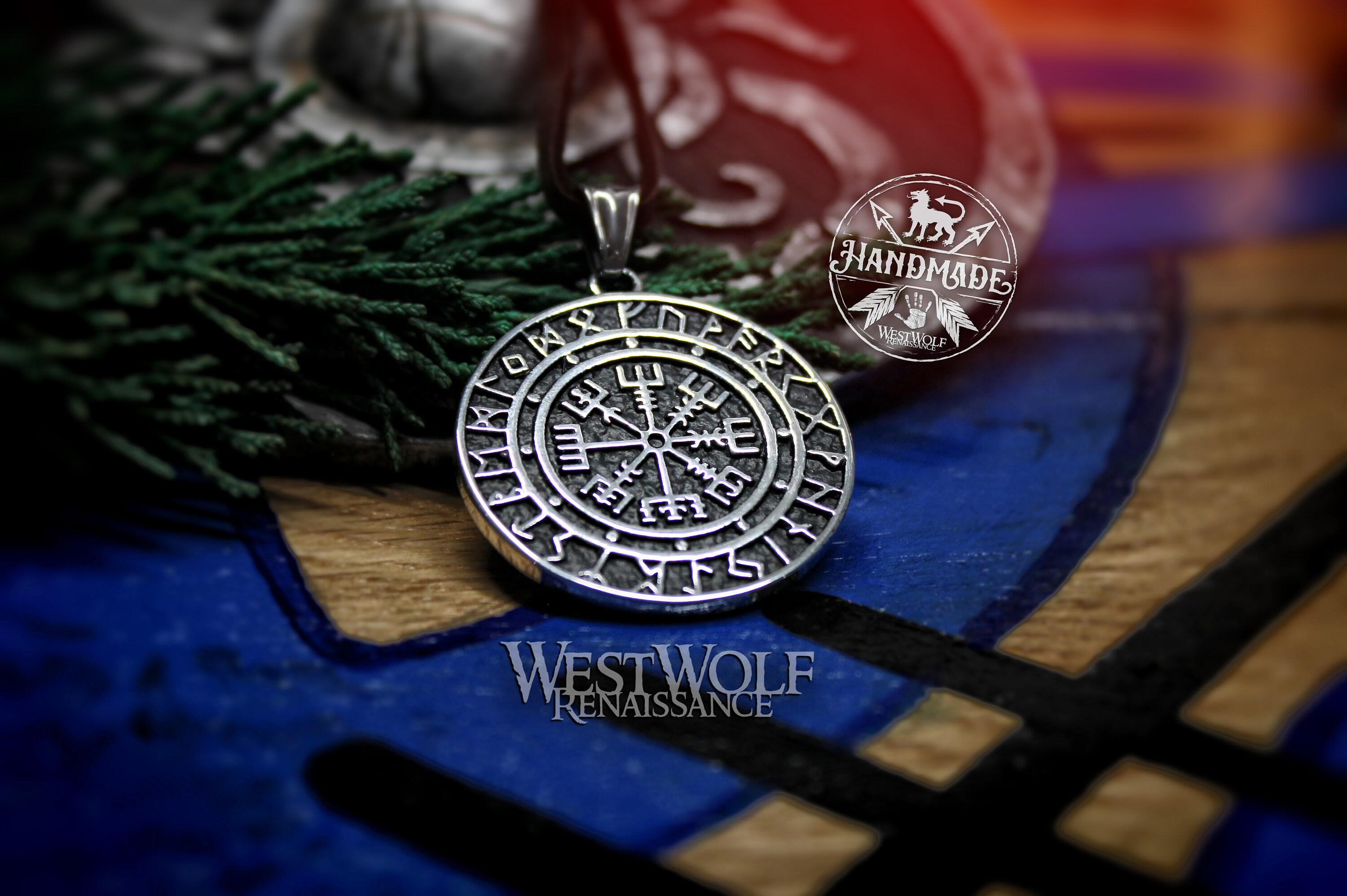 Viking Vegvisir wayfinder Pendant With Rune Border | Etsy