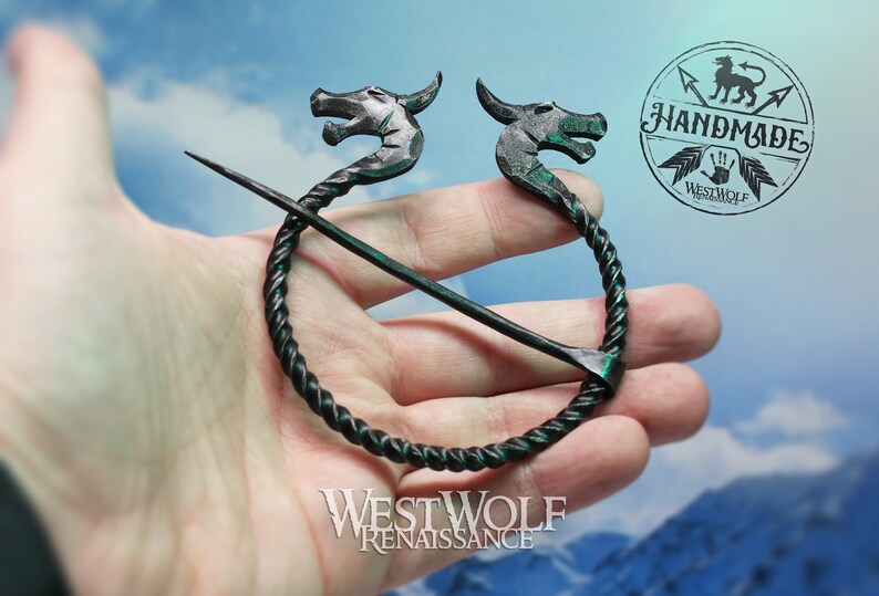 Hand-forged Viking Dragon Head Brooch With 2 Size Options - Etsy