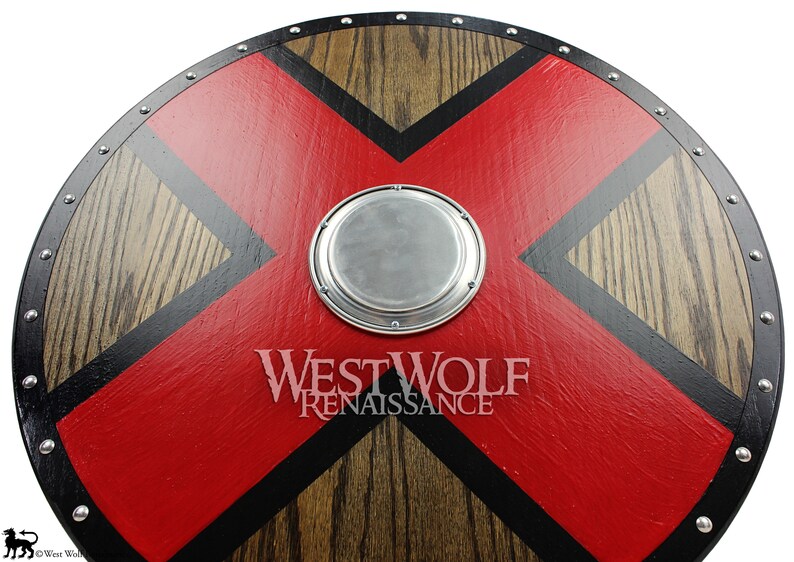 Viking Red Berserker X Shield Made of Solid Oak Wood | Etsy