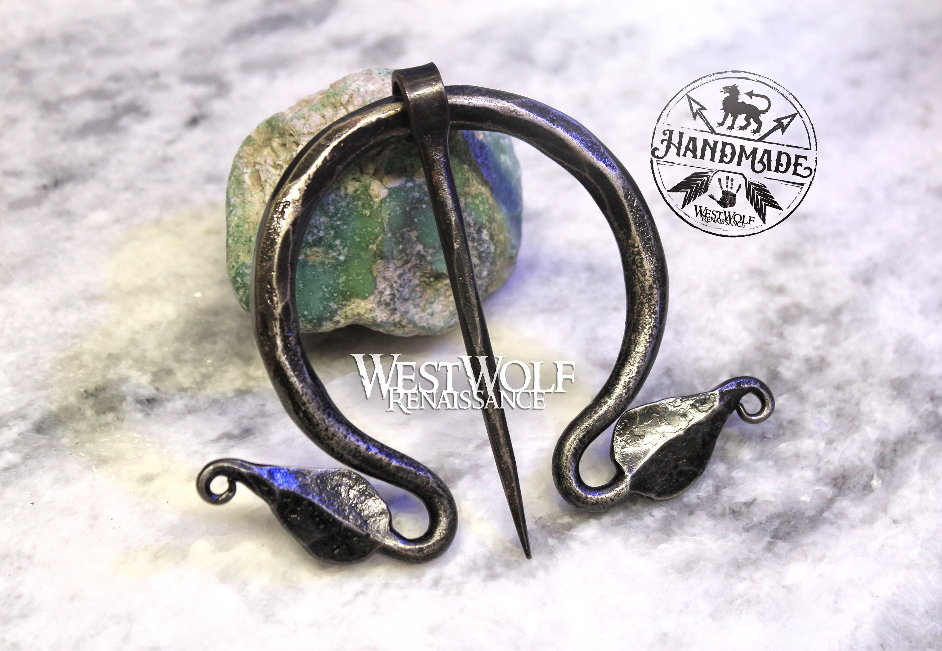 Hand-forged Heavy Steel Penannular Leaf Brooch - Blacksmith Made ...