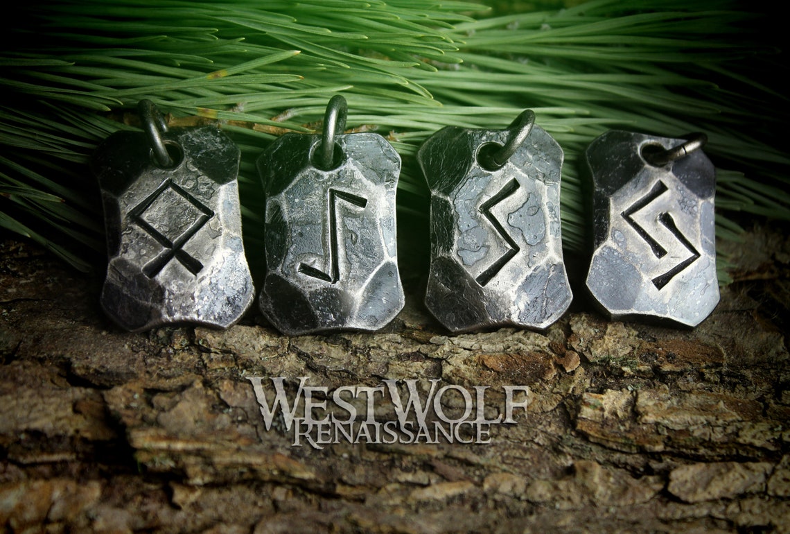 Hand-forged Viking Rune Pendants Made of Hammered Steel - Etsy