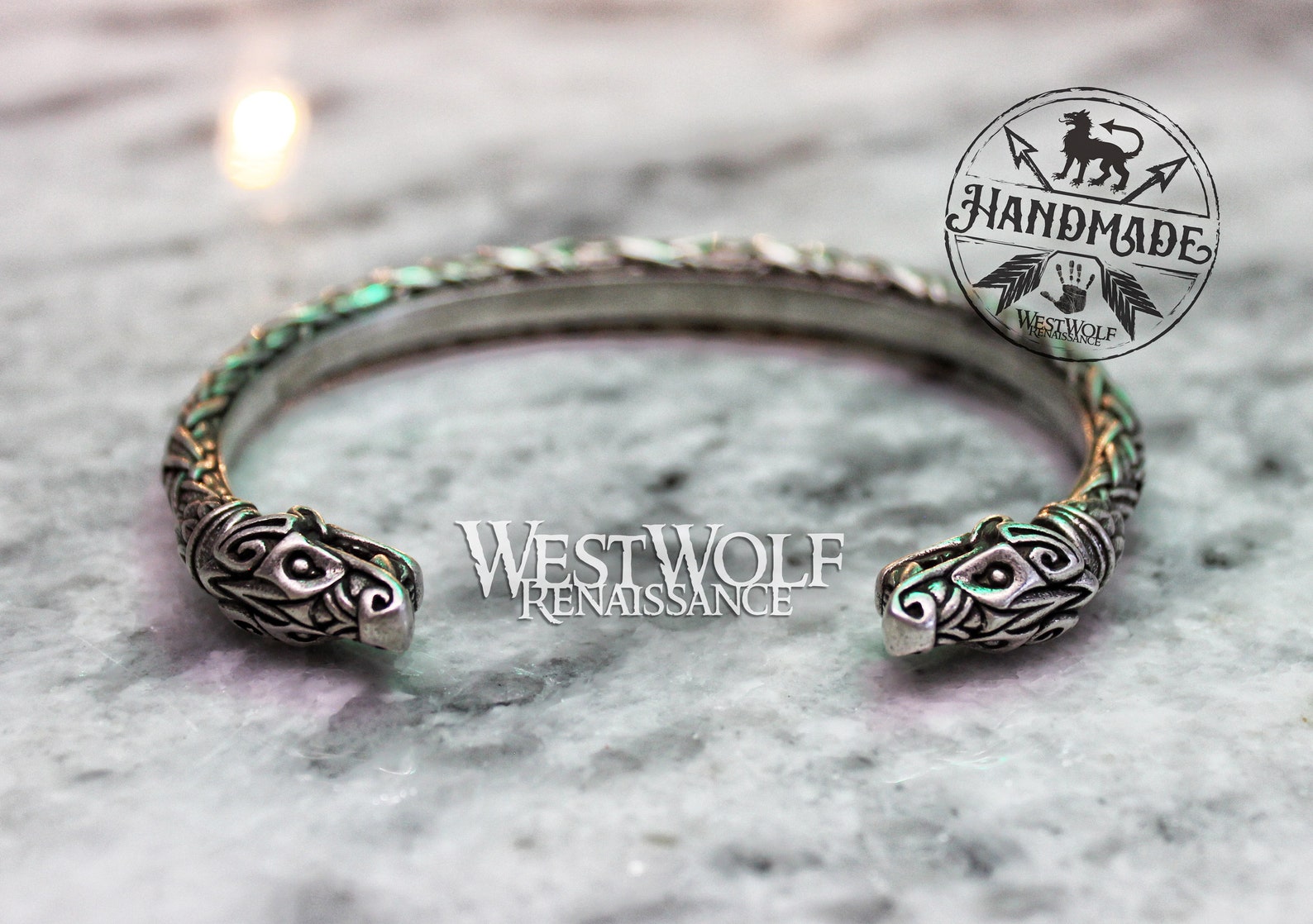 Viking Dragon Torc - Silver Beast Bracelet or Arm Ring --- Norse ...