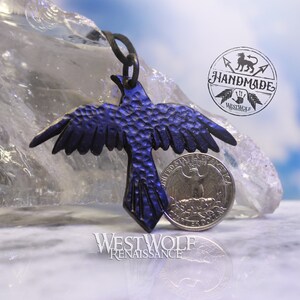 Hand-forged and Hammered Black Raven Pendant - Blacksmith Made ...